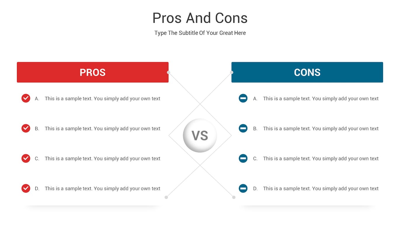 比较优缺点Keynote幻灯片设计模板 Comparison – Pros And Cons Keynote Template|ABC素材资源网