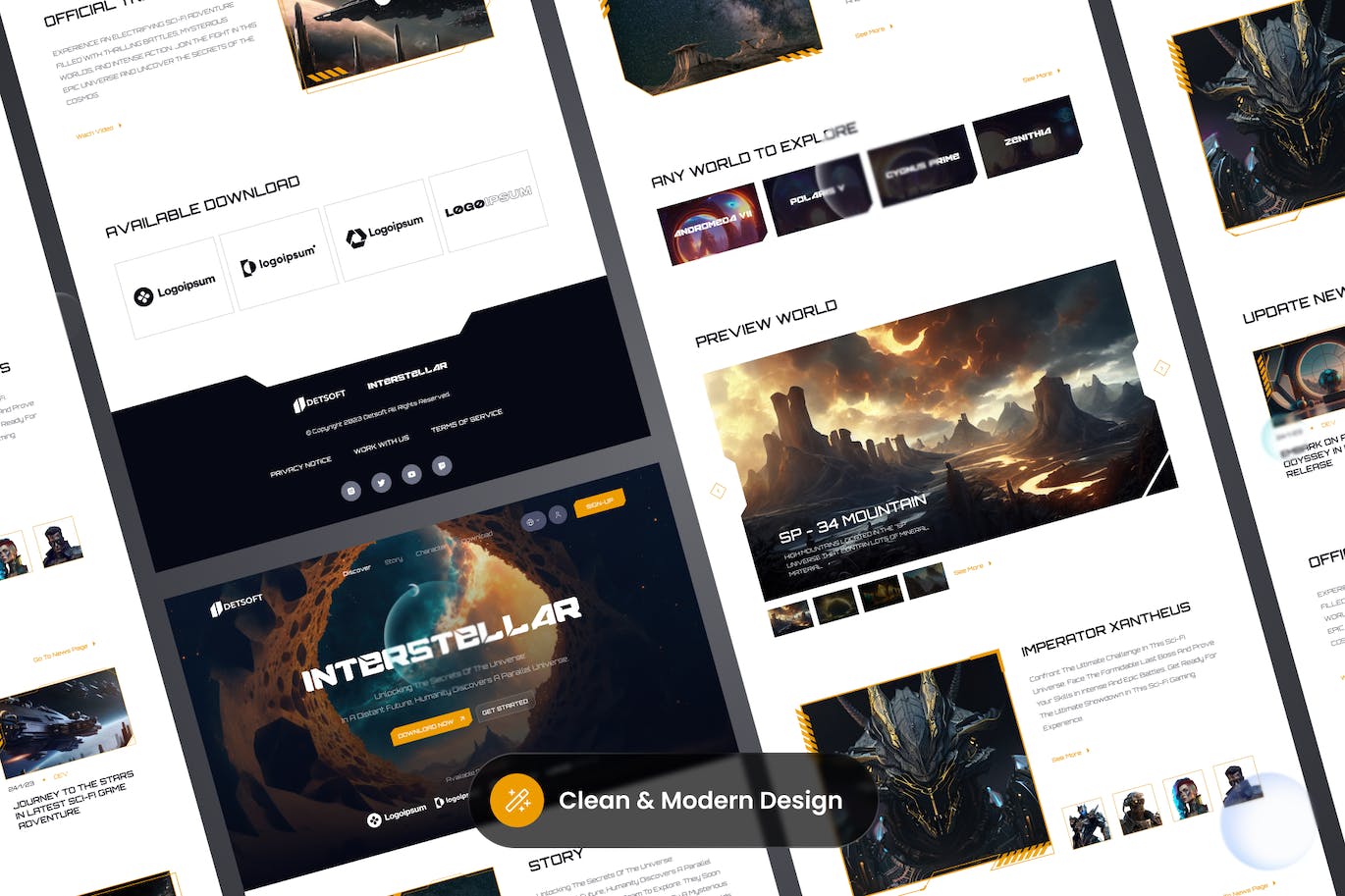游戏网站首页着陆页设计模板 Interstellar – Game Homepage landing page|ABC素材资源网