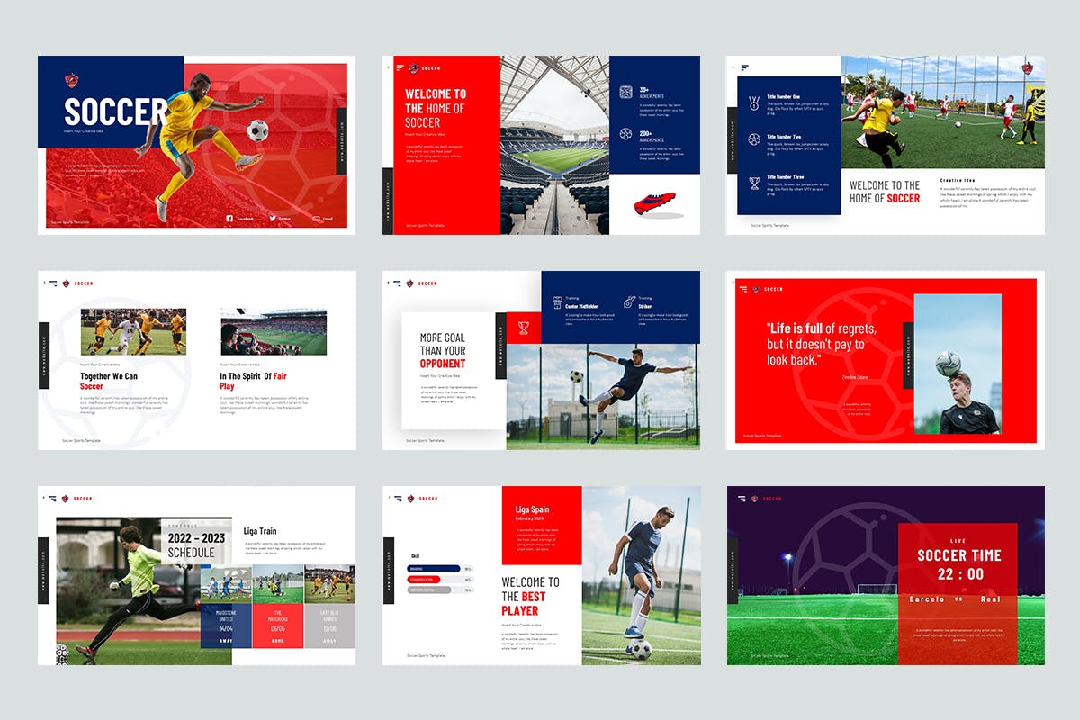 足球体育运动谷歌幻灯片演示模板 Soccer Google Slides Templates|ABC素材资源网