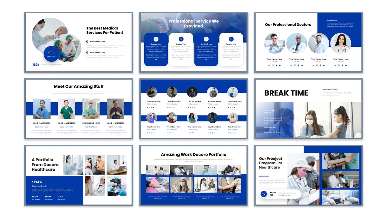 蓝色主题医疗医院谷歌幻灯片演示模板 Docoro Medical Presentation Google Slide Template|ABC ...