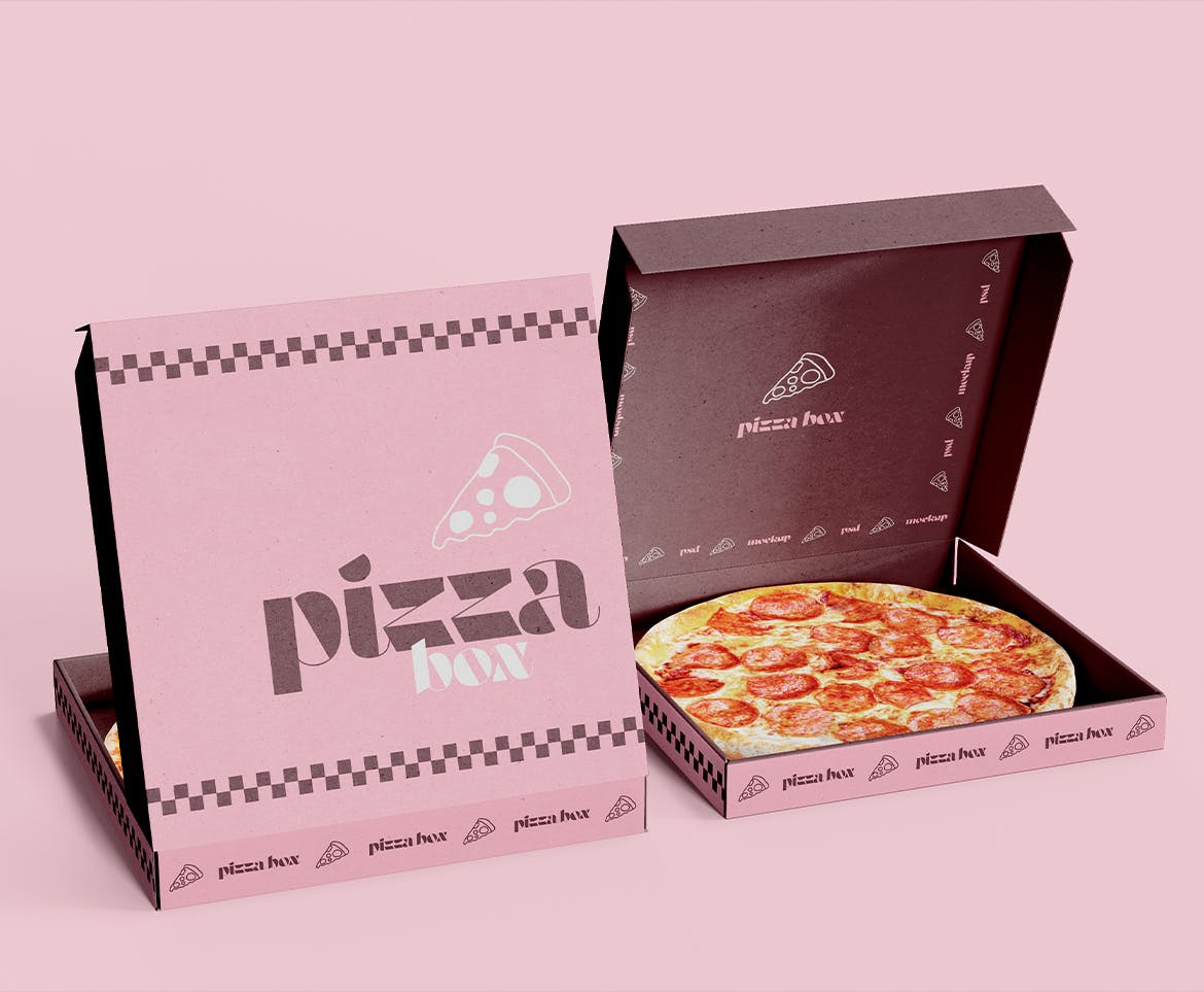 披萨盒外卖包装设计样机图 Pizza Box Mockup|ABC素材资源网