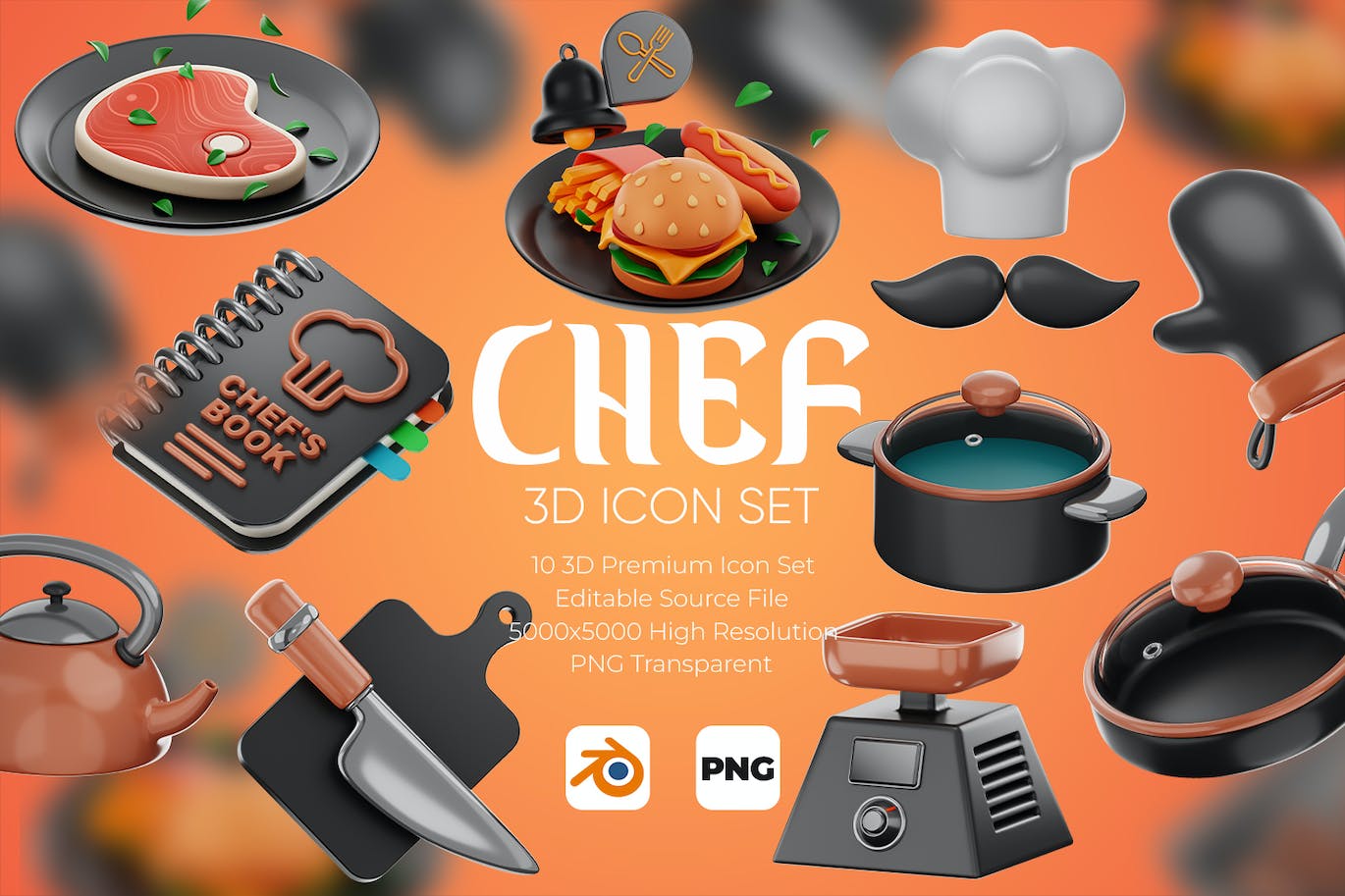 厨师3D图标集 Chef 3D Icon Set|ABC素材资源网