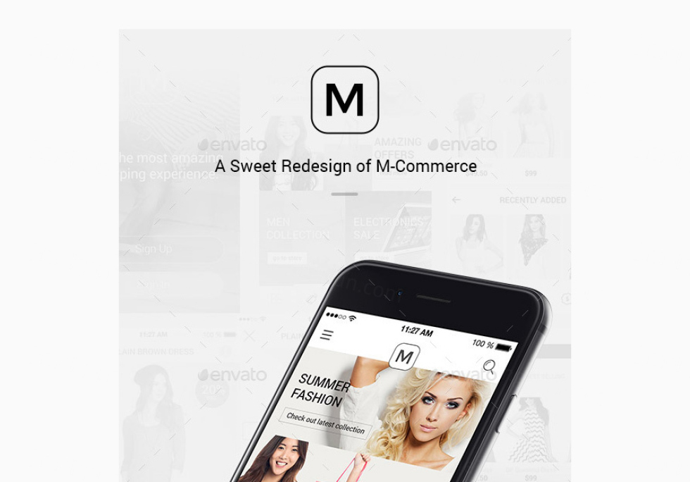 电子商务应用程序UI套件M – A Sweet Redesign Of M-Commerce|ABC素材资源网