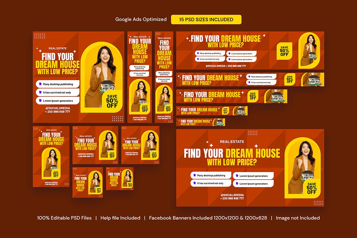 地产业务横幅Banner广告设计模板 Real Estate Banners Ad|ABC素材资源网