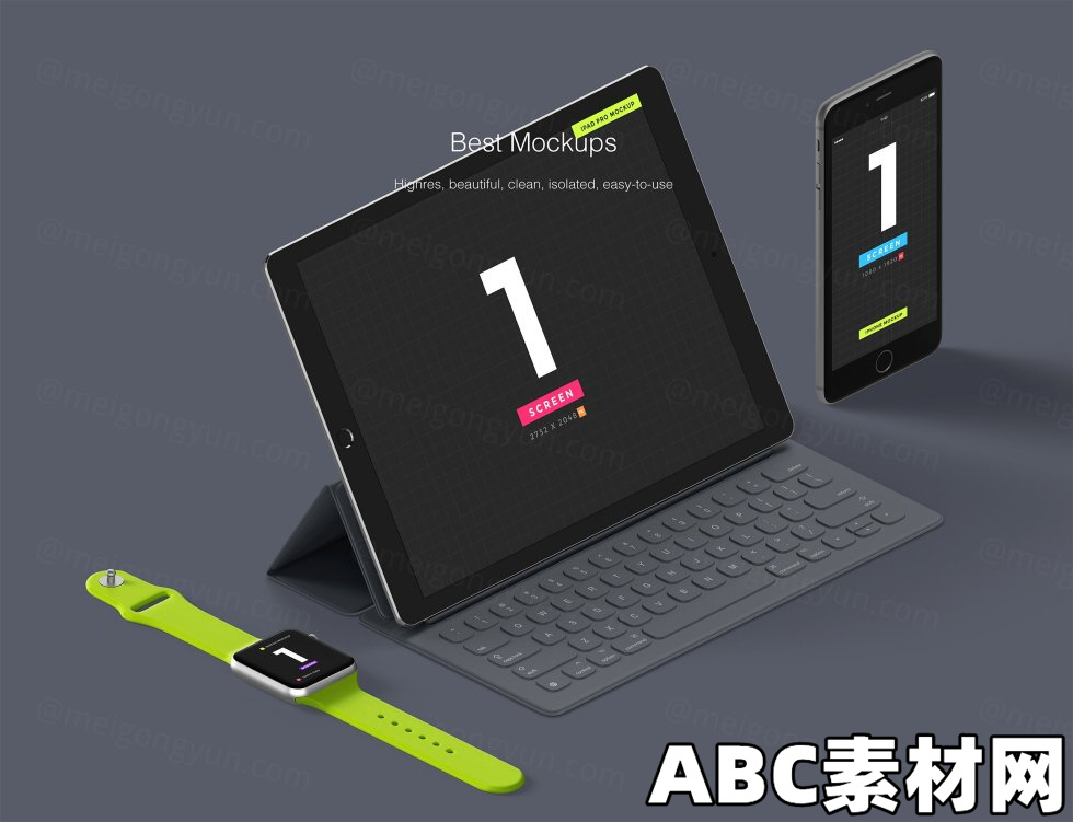 UI Presentation Kit Device Mockups 全套UI APP网页展示模版|ABC素材资源网