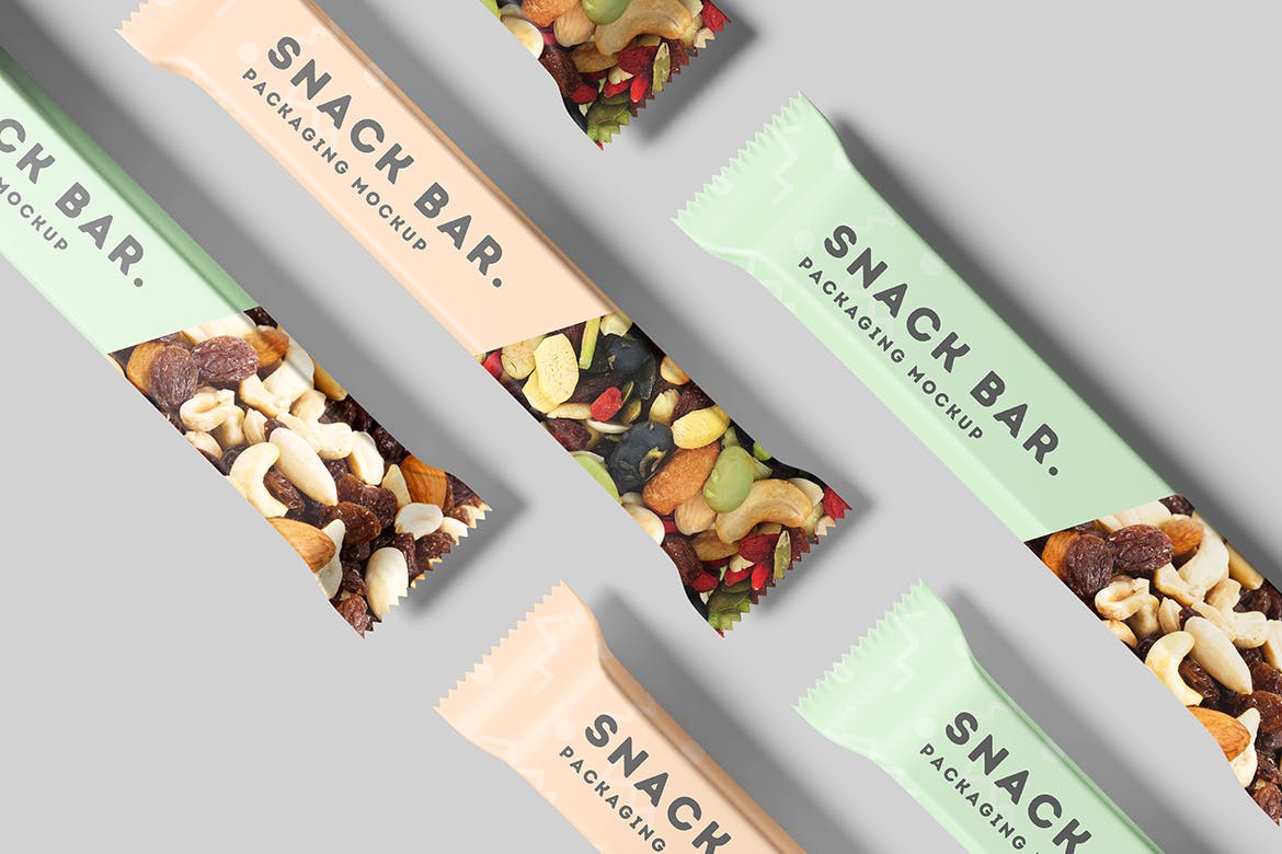 零食小吃店包装样机 Snack Bar Packaging Mockup|ABC素材资源网