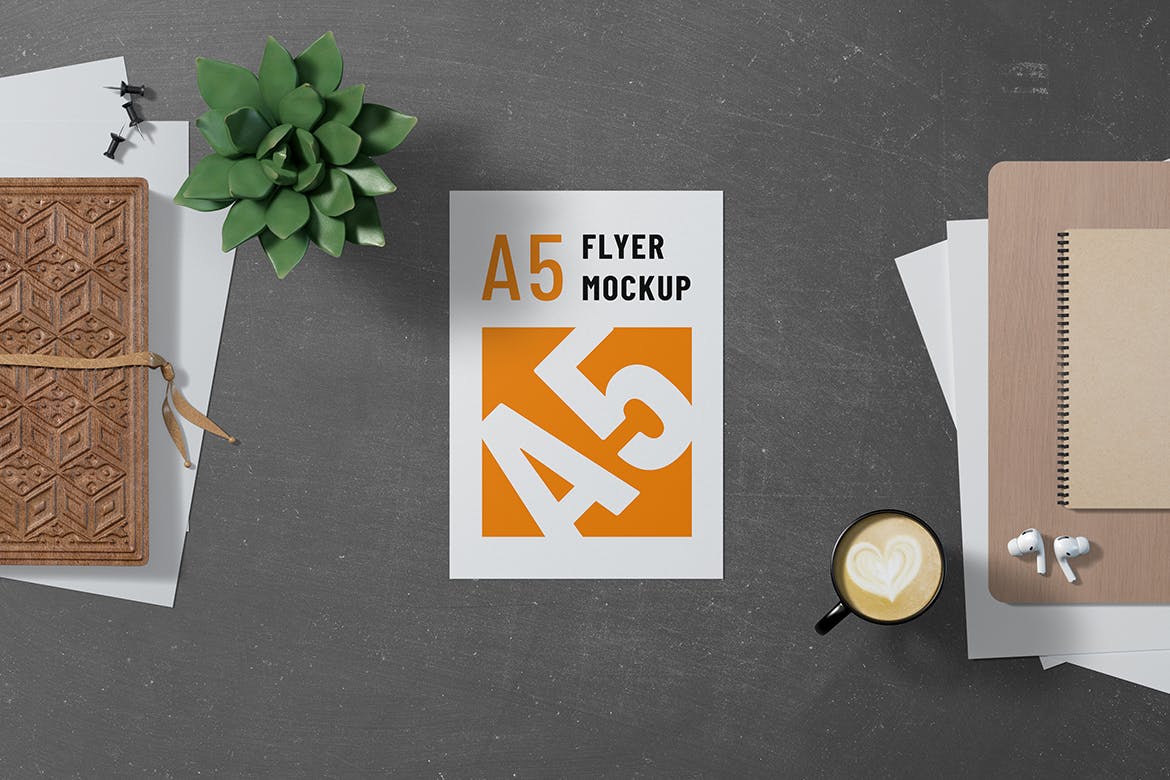 A5 纸张规格传单样机集 A5 Portrait Flyer Mockup Set|ABC素材资源网