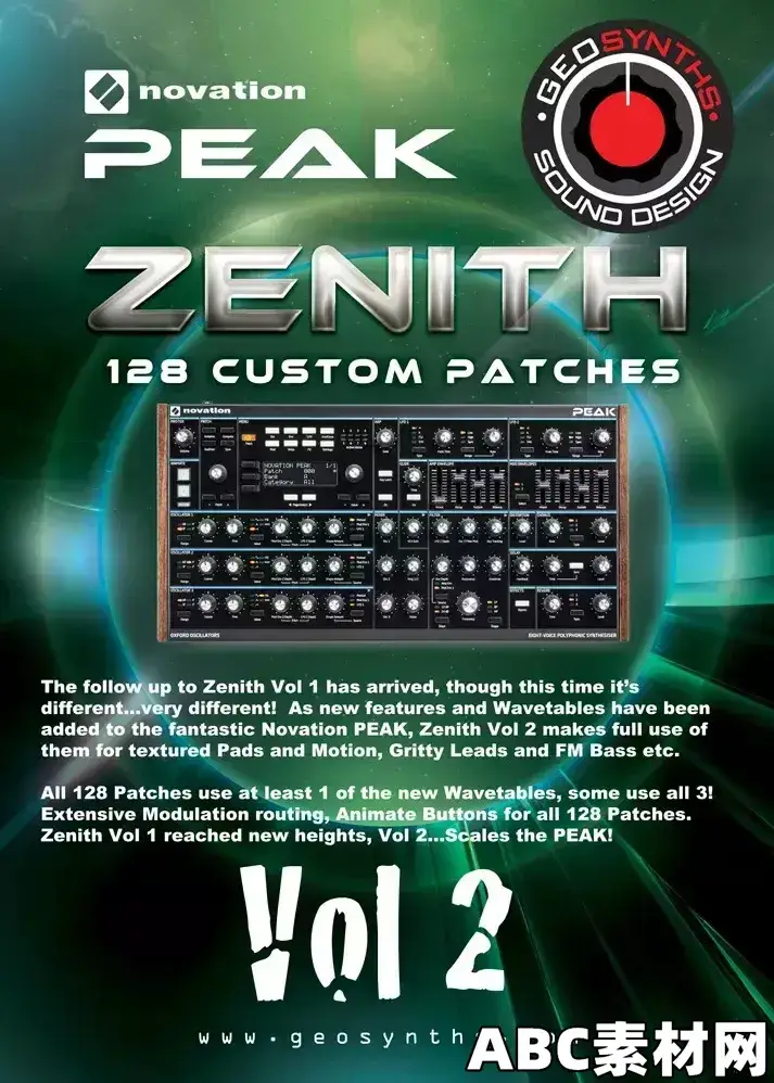 GeoSynths Zenith Vol 2 for Novation Peak/Summit|ABC素材资源网
