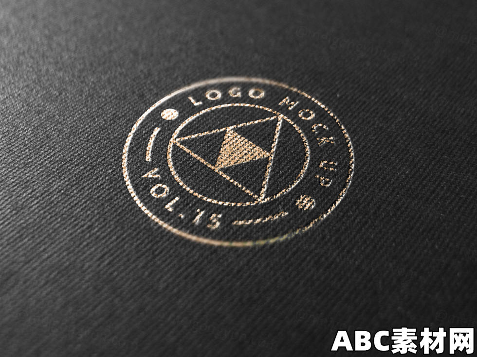 金色纺织品标志贴图PSD模板Gold Print Logo Mock-Up Template|ABC素材资源网