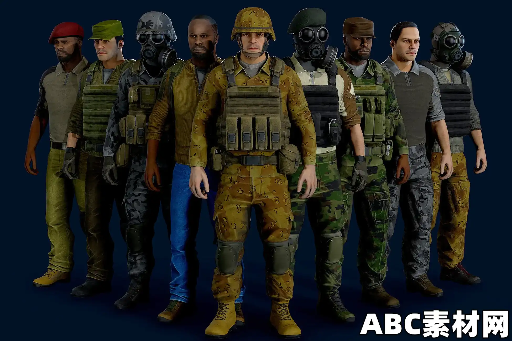 模块化低多边形人形装备3D角色Unity Asset – Modular military character v1.2|ABC素材资源网