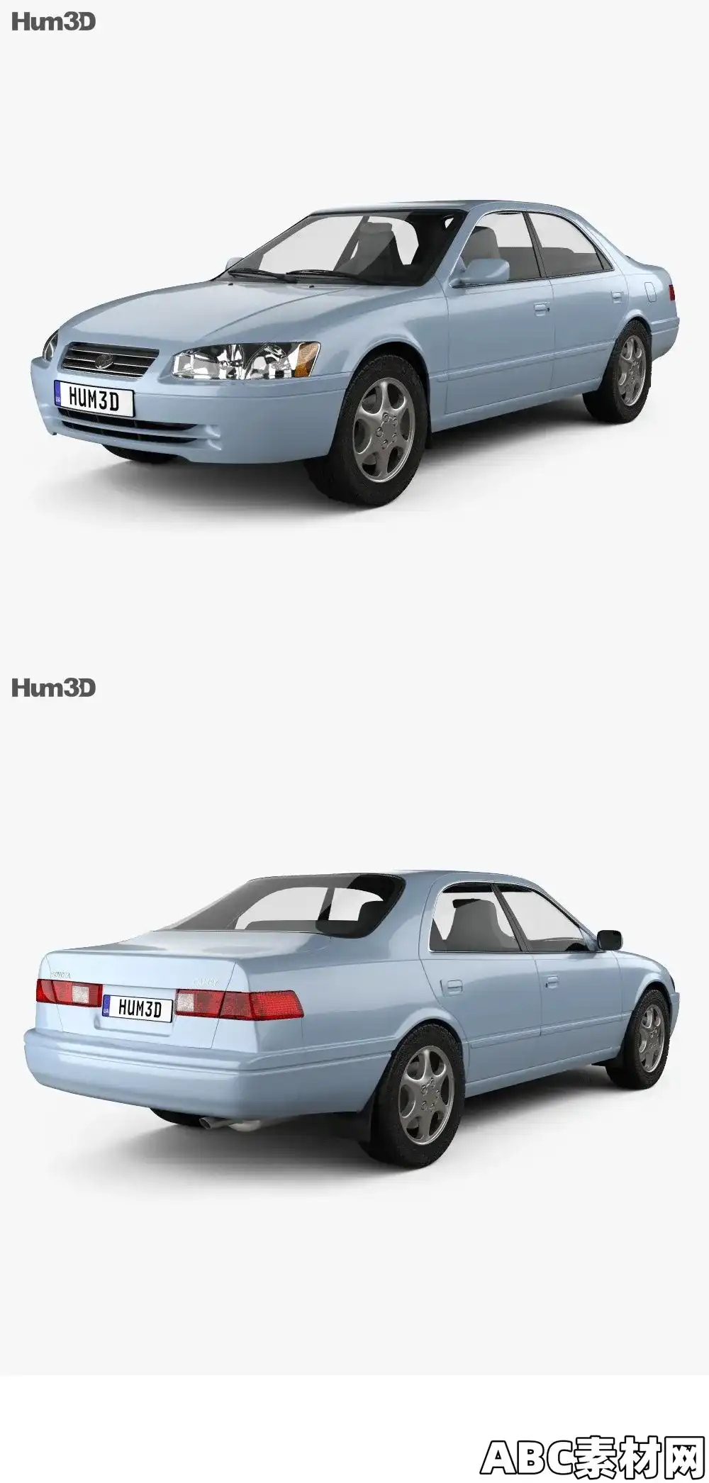 1997款丰田凯美瑞（XV20）轿车3D模型C4D模型Toyota Camry (XV20) 1997 – 3D Model|ABC素材资源网