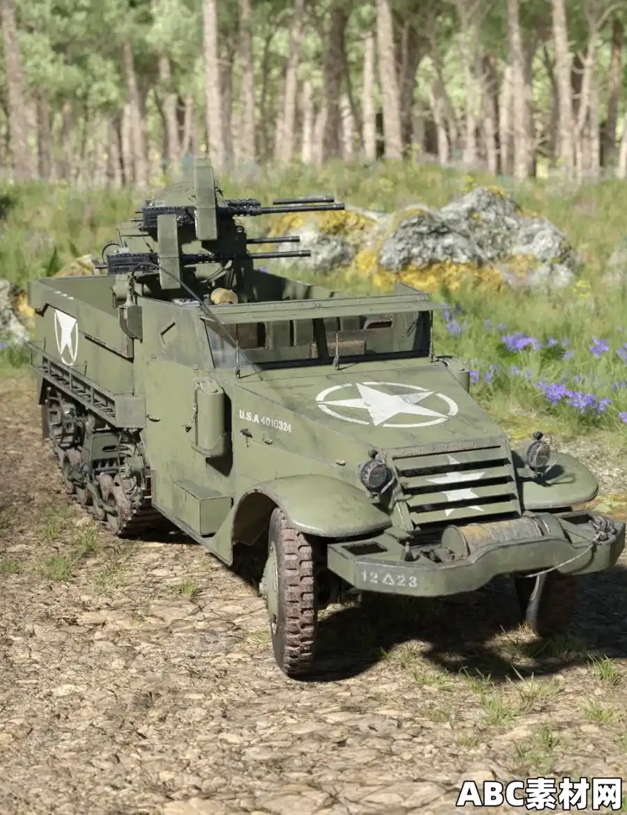 轻型装甲运兵车M116半履带车Daz3d – M116 Halftrack|ABC素材资源网