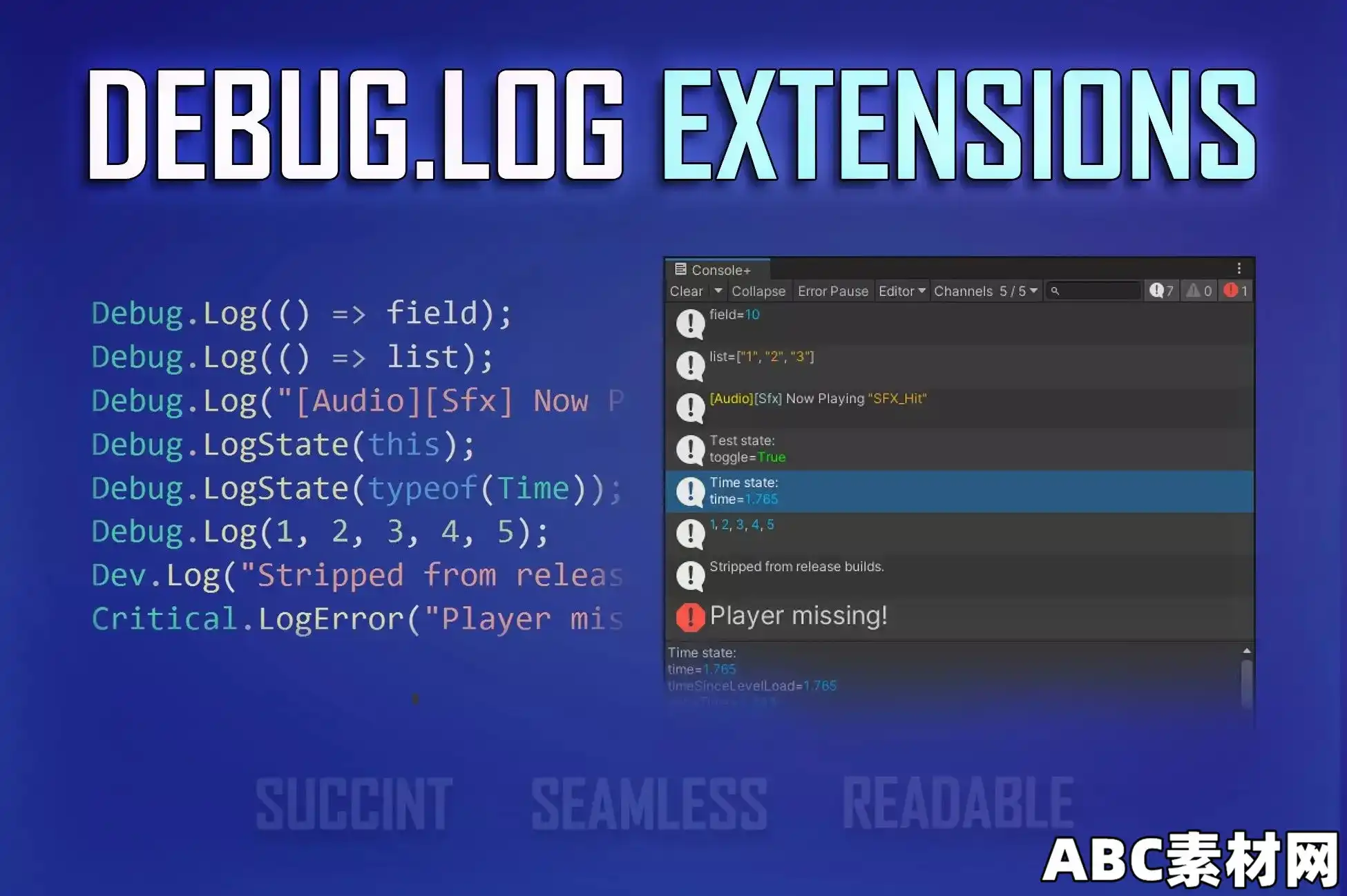调试日志扩展Unity工具Unity Asset – Debug.Log Extensions v1.2.6|ABC素材资源网