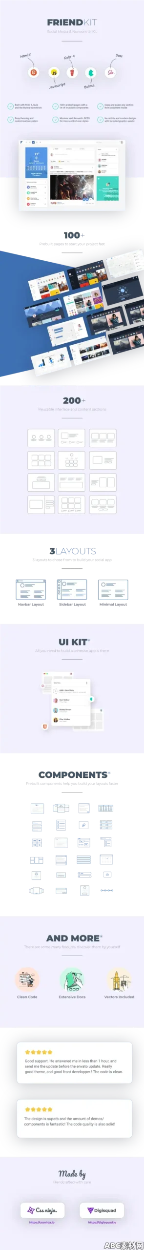 社交媒体用户界面UI Kit工具包 EE – Themeforest – Friendkit – Social Media UI Kit ...