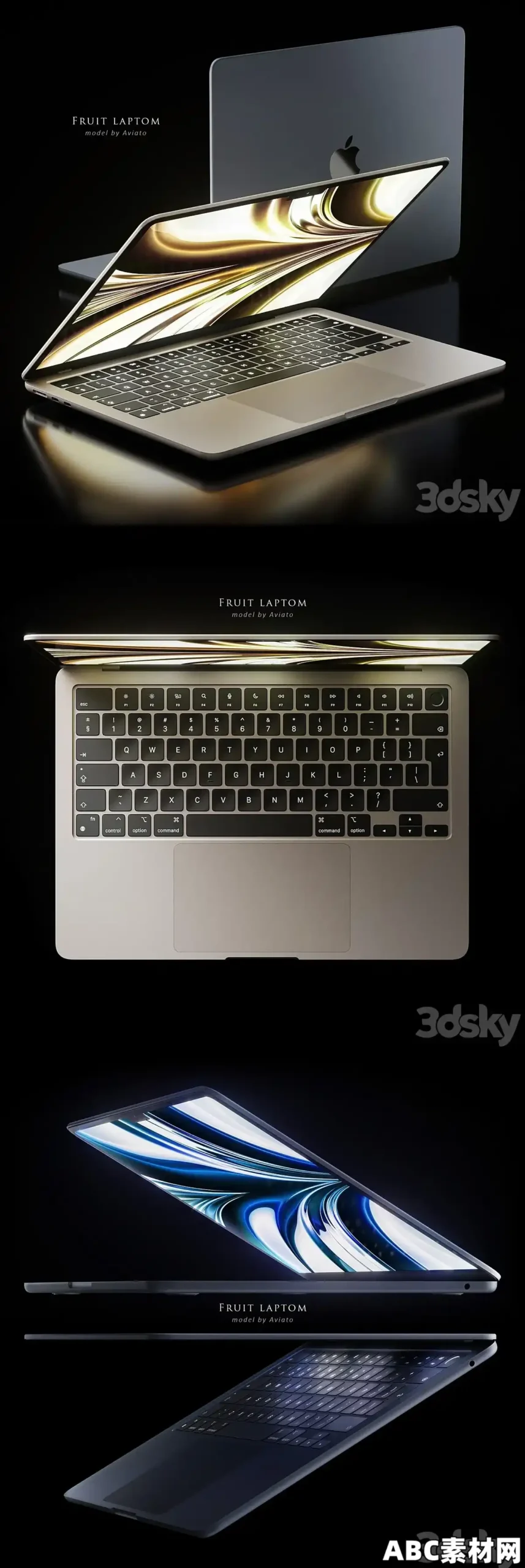 2022款苹果MacBook Air笔记本超极本3D模型3dsky – Apple MacBook Air 2022 4668905 – 3D ...