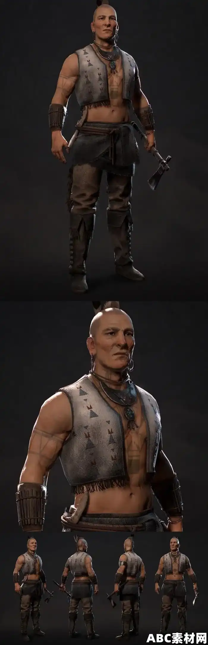 美洲土著原住民角色3D模型Native American NPC – 3D Model|ABC素材资源网