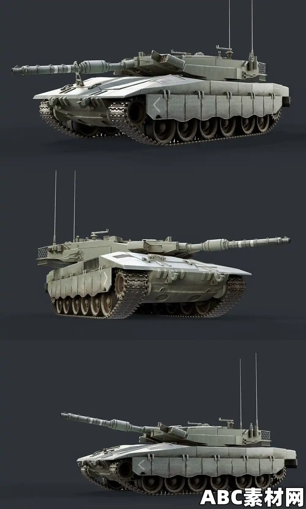 梅卡瓦MK3主战坦克低多边形3D模型Merkava MK3 Low-poly – 3D Model|ABC素材资源网