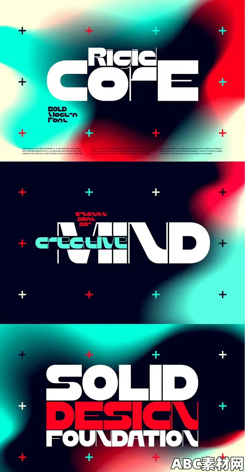 现代大胆几何风字体EE – Rigid Core — Modern Font QWKF29B|ABC素材资源网