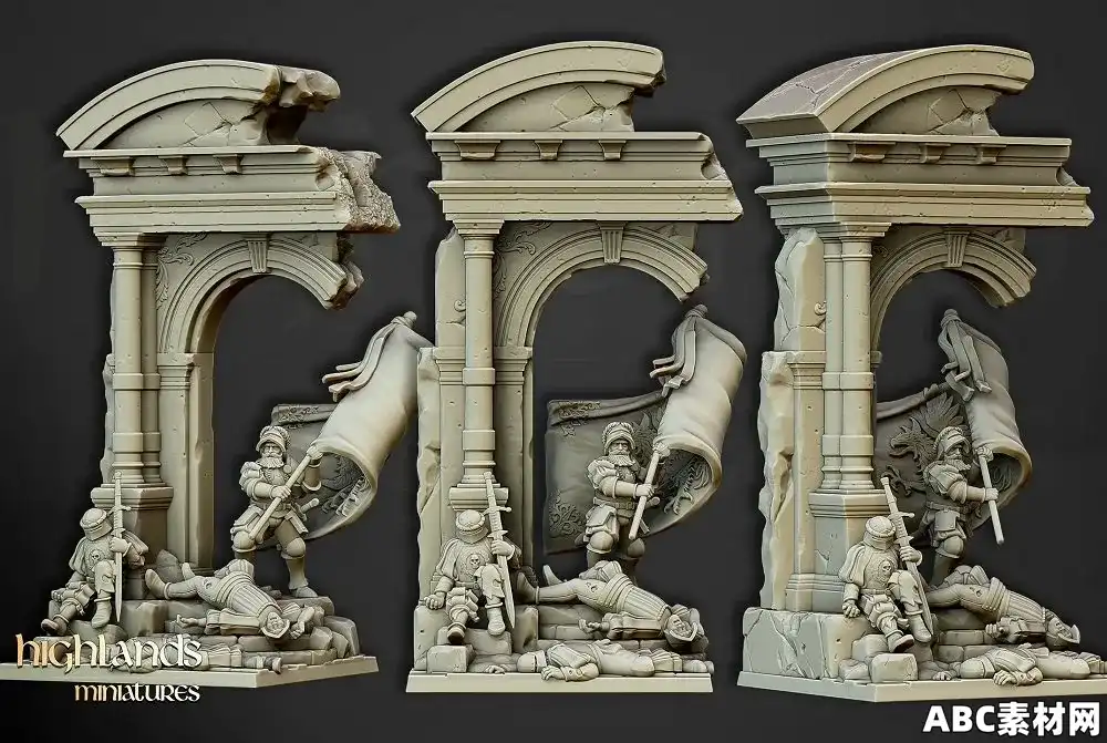 最后的坚守雕塑3D打印模型Highlands Miniatures – The Last Stand – 3D Model|ABC素材资源网