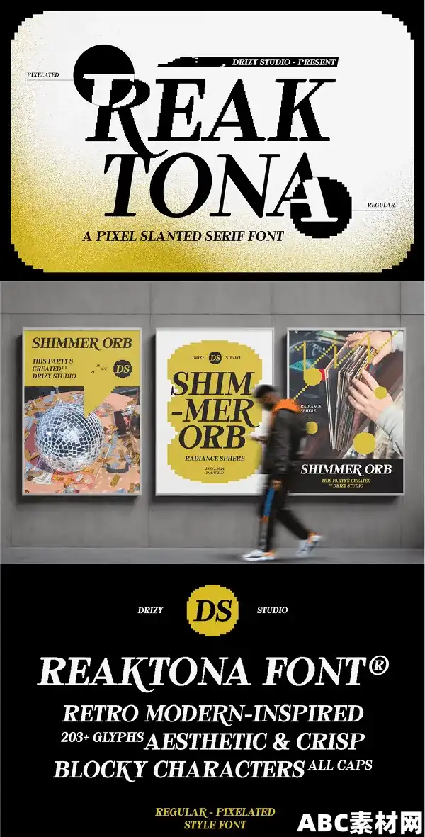 大胆美学斜衬线字体EE – Reaktona – Pixel Slanted Serif Font 7HLMSUR|ABC素材资源网