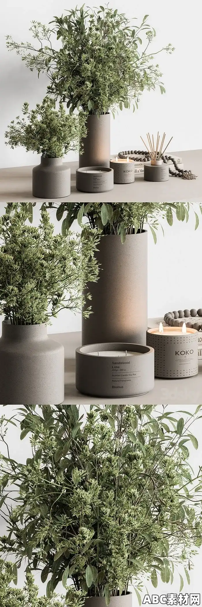 装饰性植物花瓶套装3D模型3dsky – Vase and Plant Decorative Set – Set 126 4597195 ...