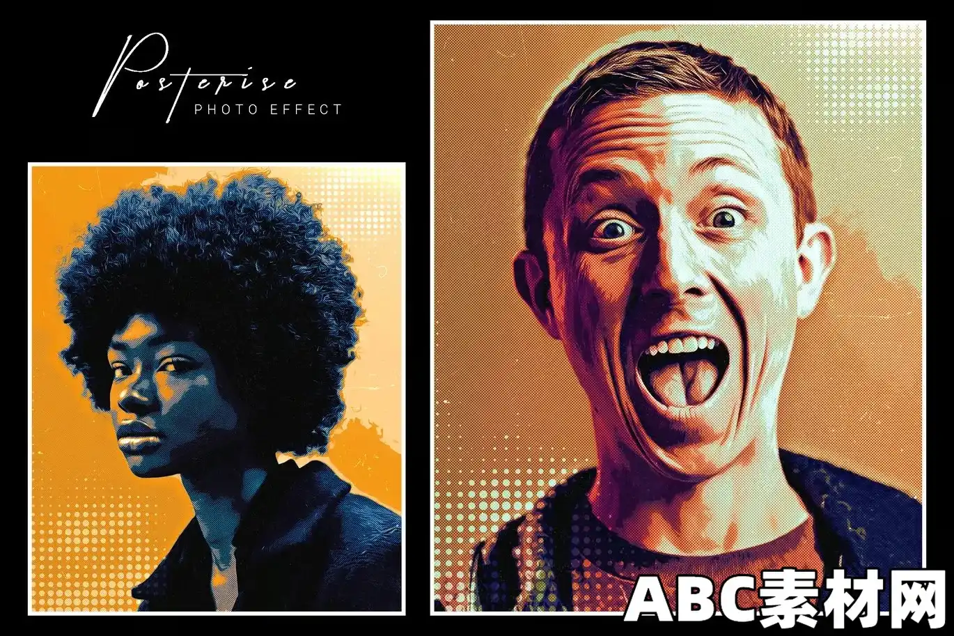 海报风格照片漫画效果叠加图层PS模板Posterize Photo Effect KFB2LCS|ABC素材资源网