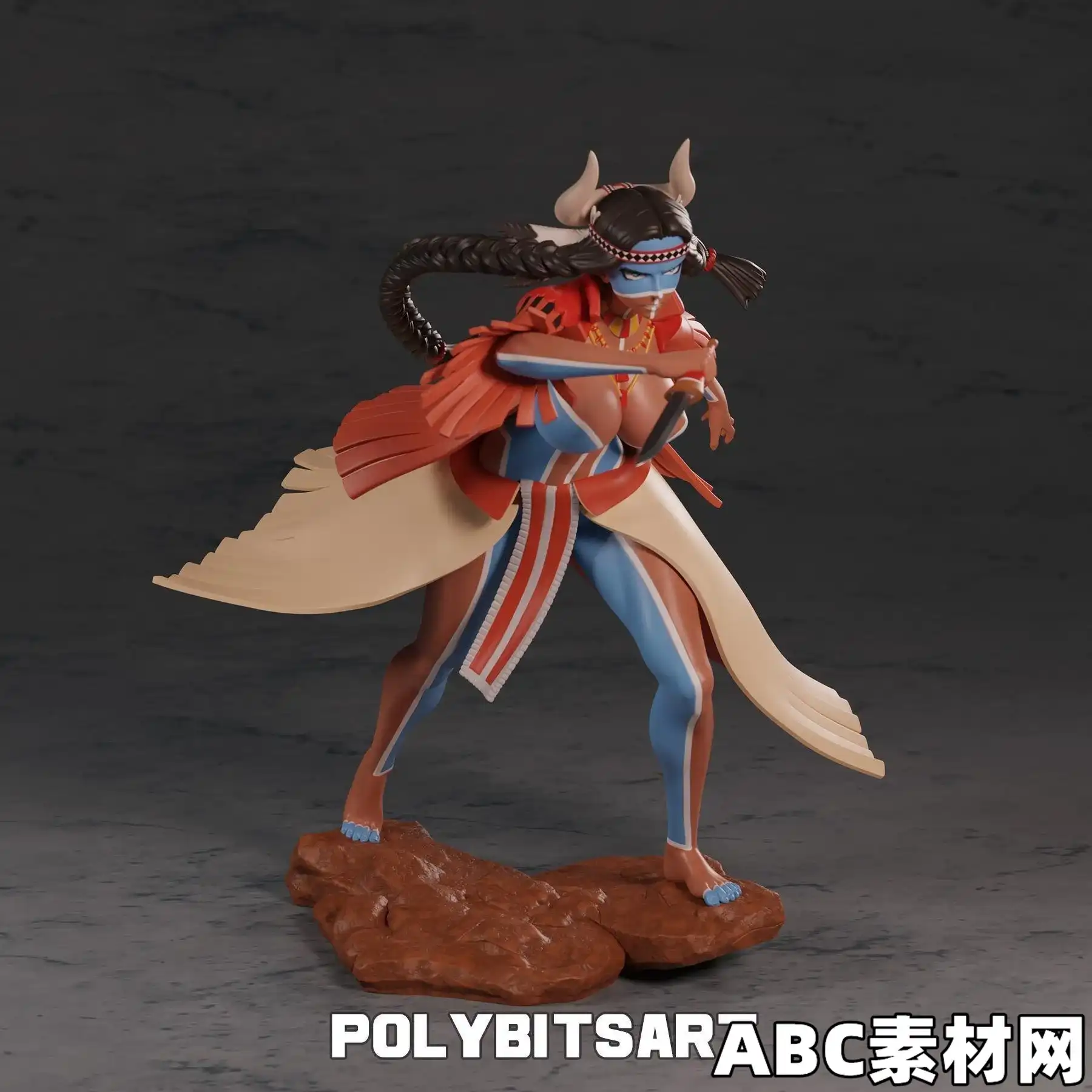 杰罗尼莫3D打印模型PolyBitsArt – Geronimo – 3D Model|ABC素材资源网