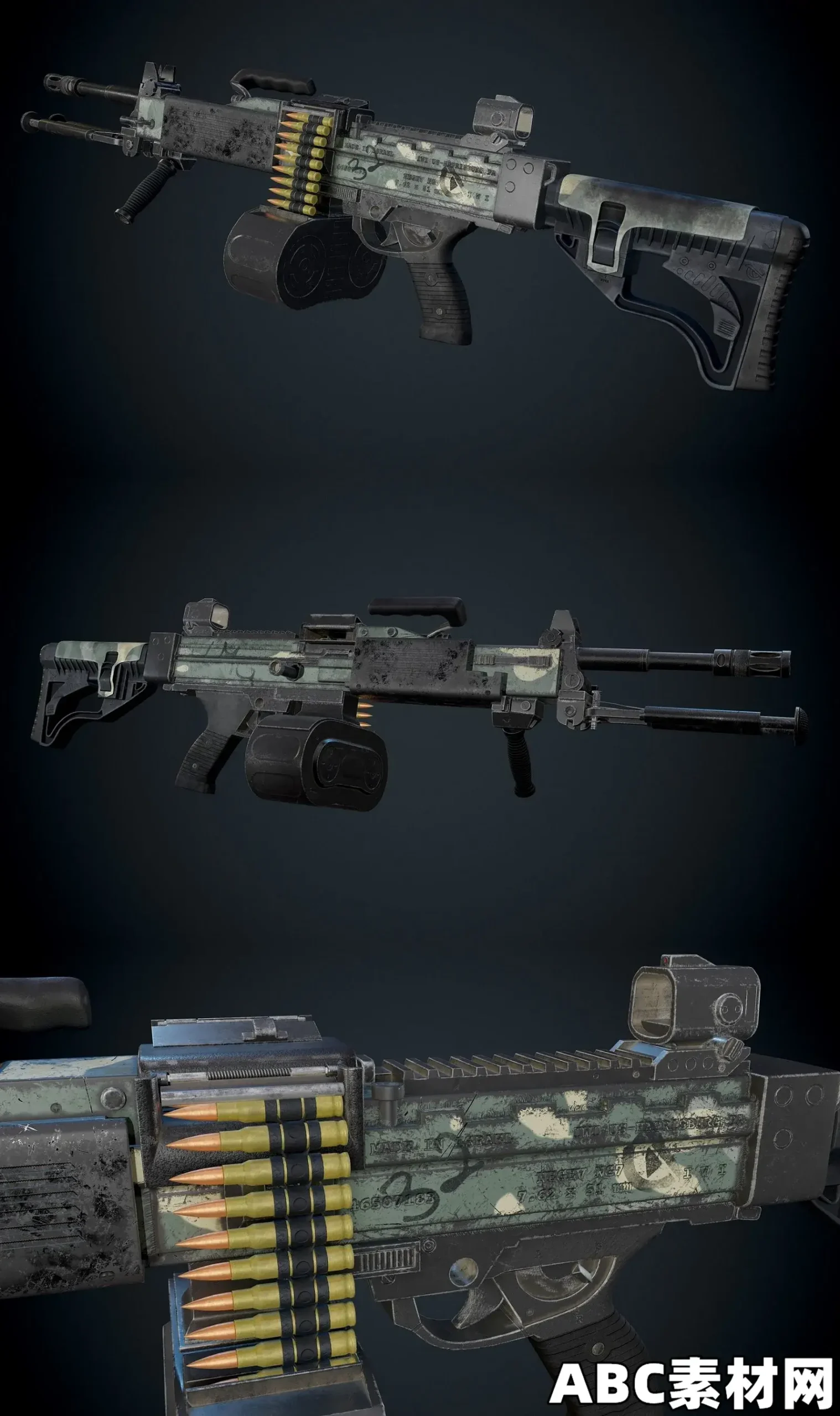 IWI内盖夫NG7重机枪3D模型Negev NG7 LMG – 3D Model|ABC素材资源网