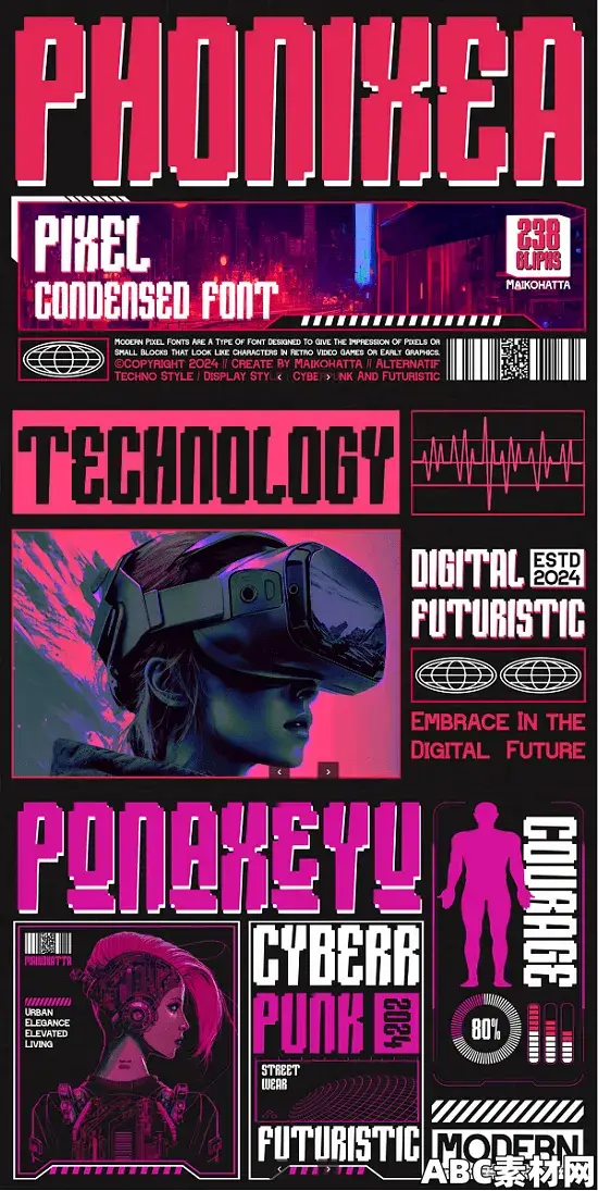 未来主义像素展示字体EE – Phonixea – Pixel Condensed Font W9AEQUG|ABC素材资源网