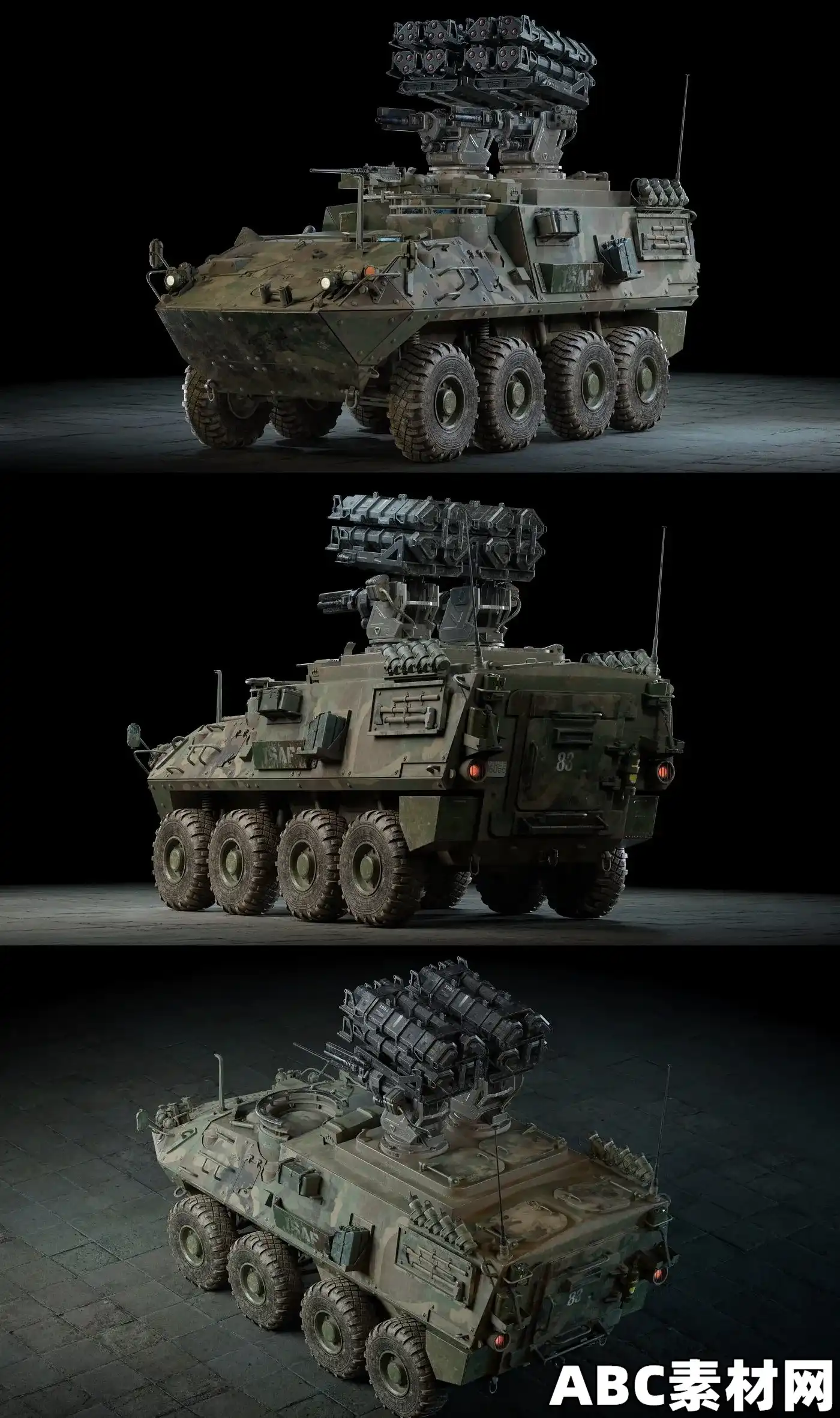 军事概念车装甲车3D模型AS – APC-BISON NATO Concept – 3D Model|ABC素材资源网