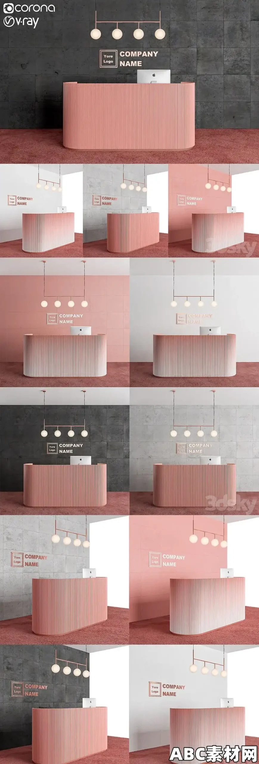 公司接待台前台3D模型3dsky – Reception desk 3274155 – 3D Model|ABC素材资源网