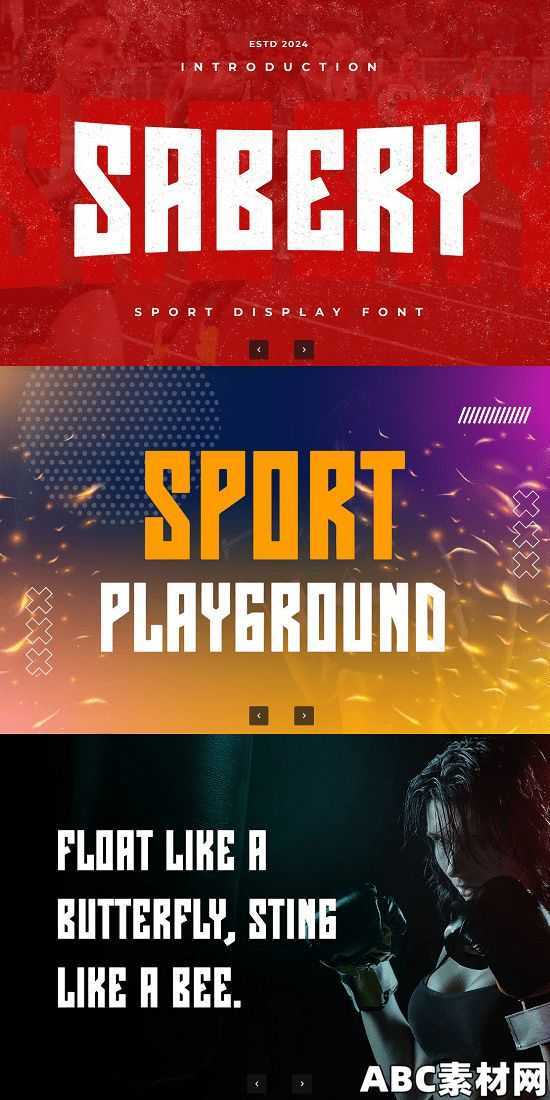 文字标题展示字体EE – SABERY – Sport Display Font 3SW2YUR|ABC素材资源网