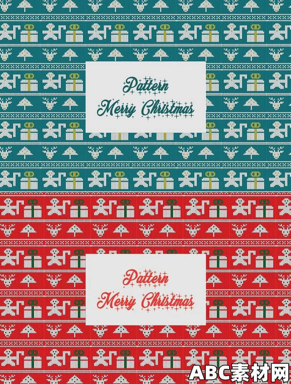 绿色红色圣诞快乐图案背景纹理Green Red Merry Christmas Pattern Background|ABC素材资源网