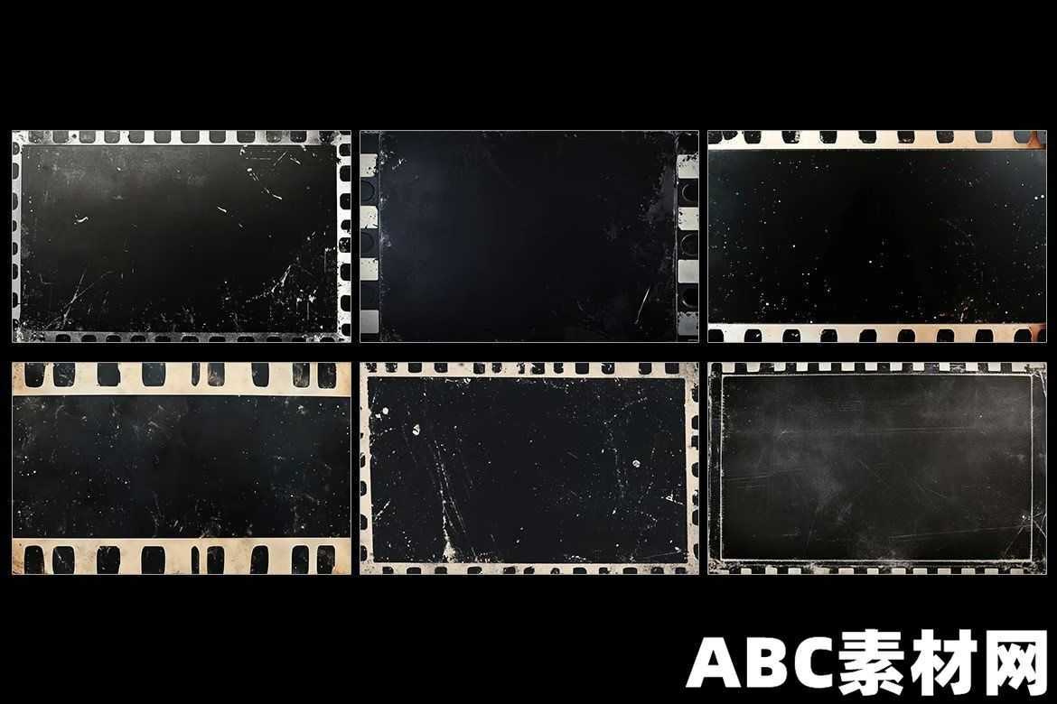 旧胶片框架效果模板Grunge Old Film Frame Effect|ABC素材资源网