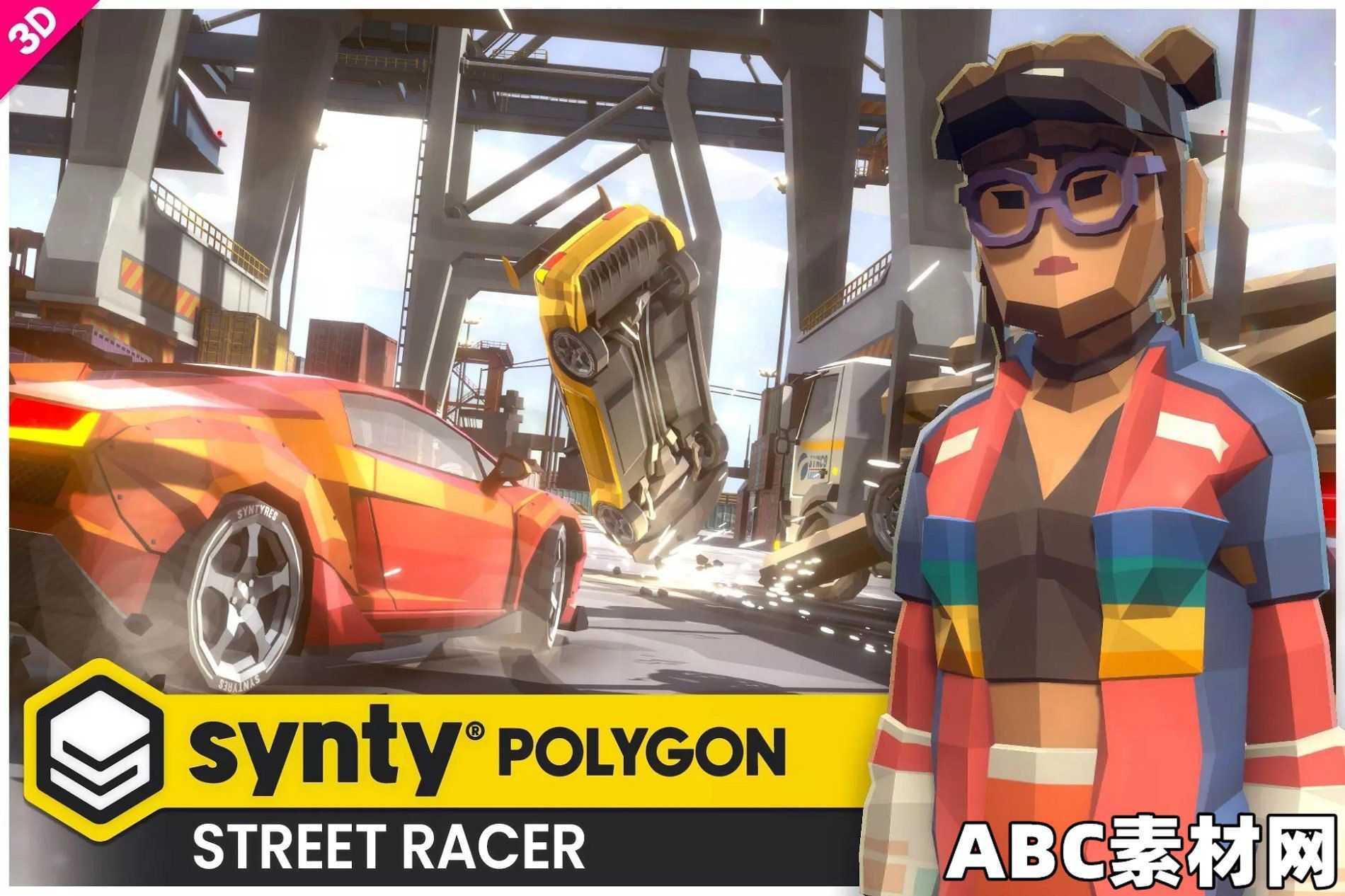 Synty 低多边形模块化街头赛车三维Unity模型 Unity Asset – POLYGON – Street Racer – Low ...