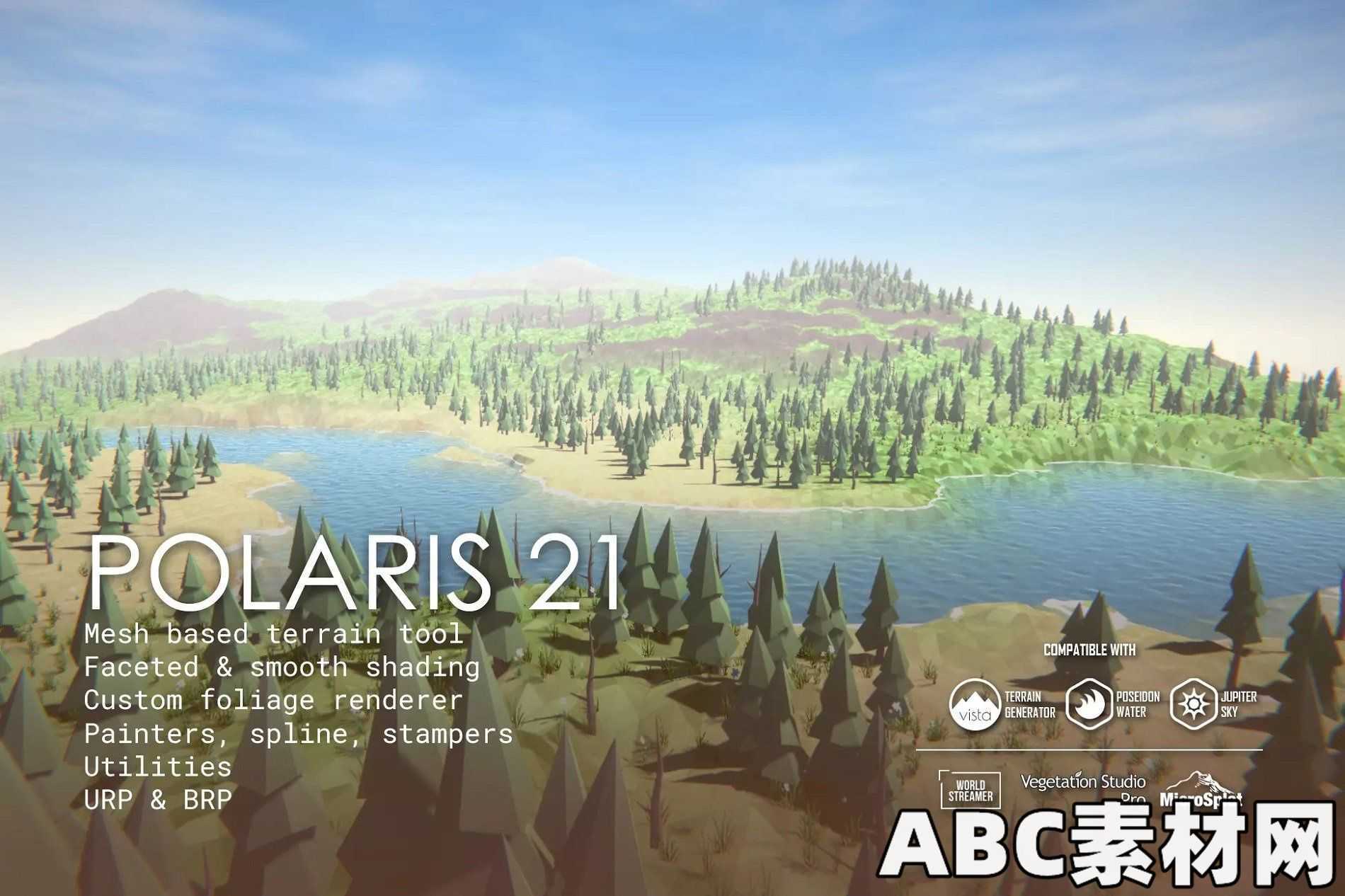 低多边形地形Unity工具Unity Asset – Low Poly Terrain – Polaris 2021 v2021.1.17|ABC素材资源网