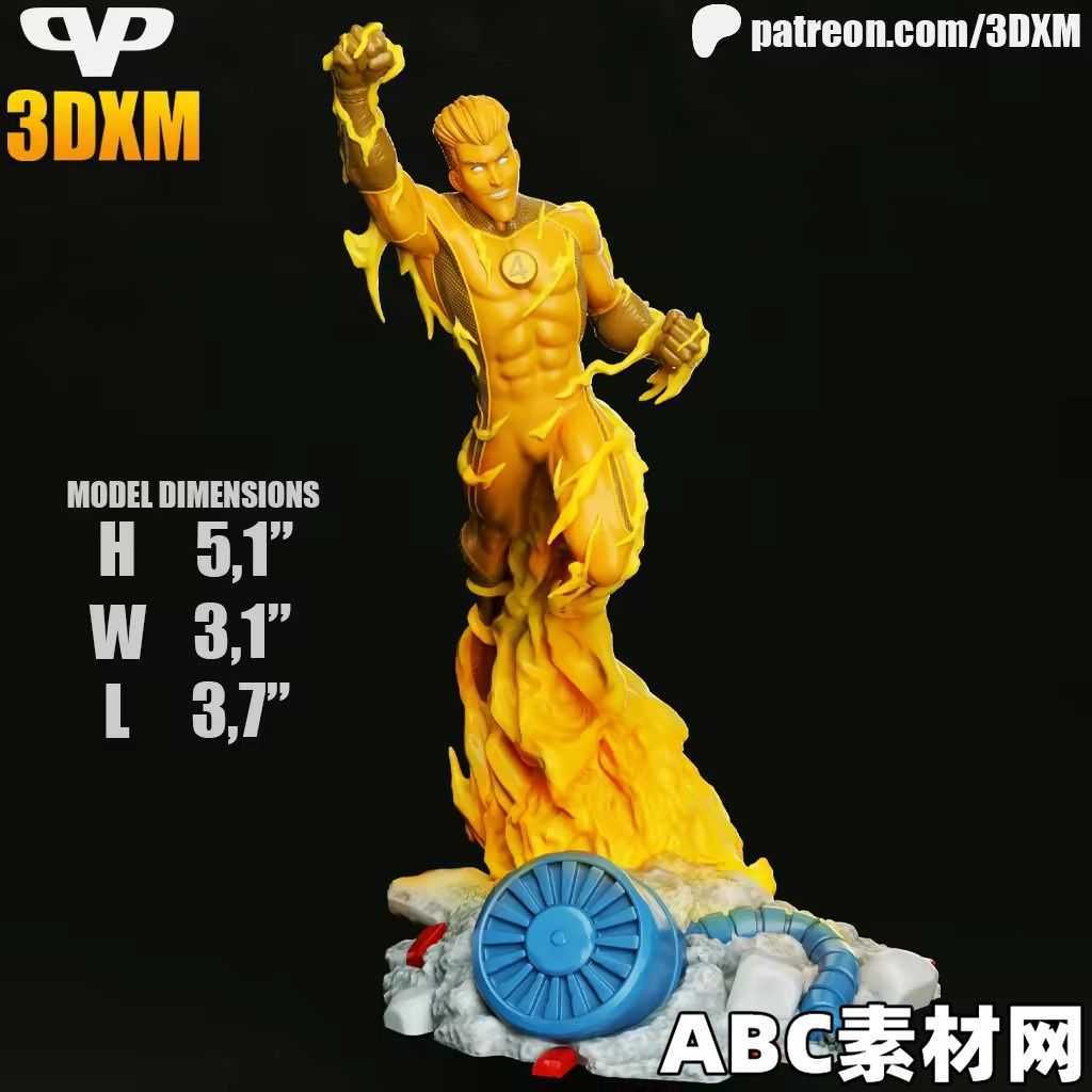 霹雳火漫威角色手办3D打印模型3DXM – Human Torch – 3D Model|ABC素材资源网