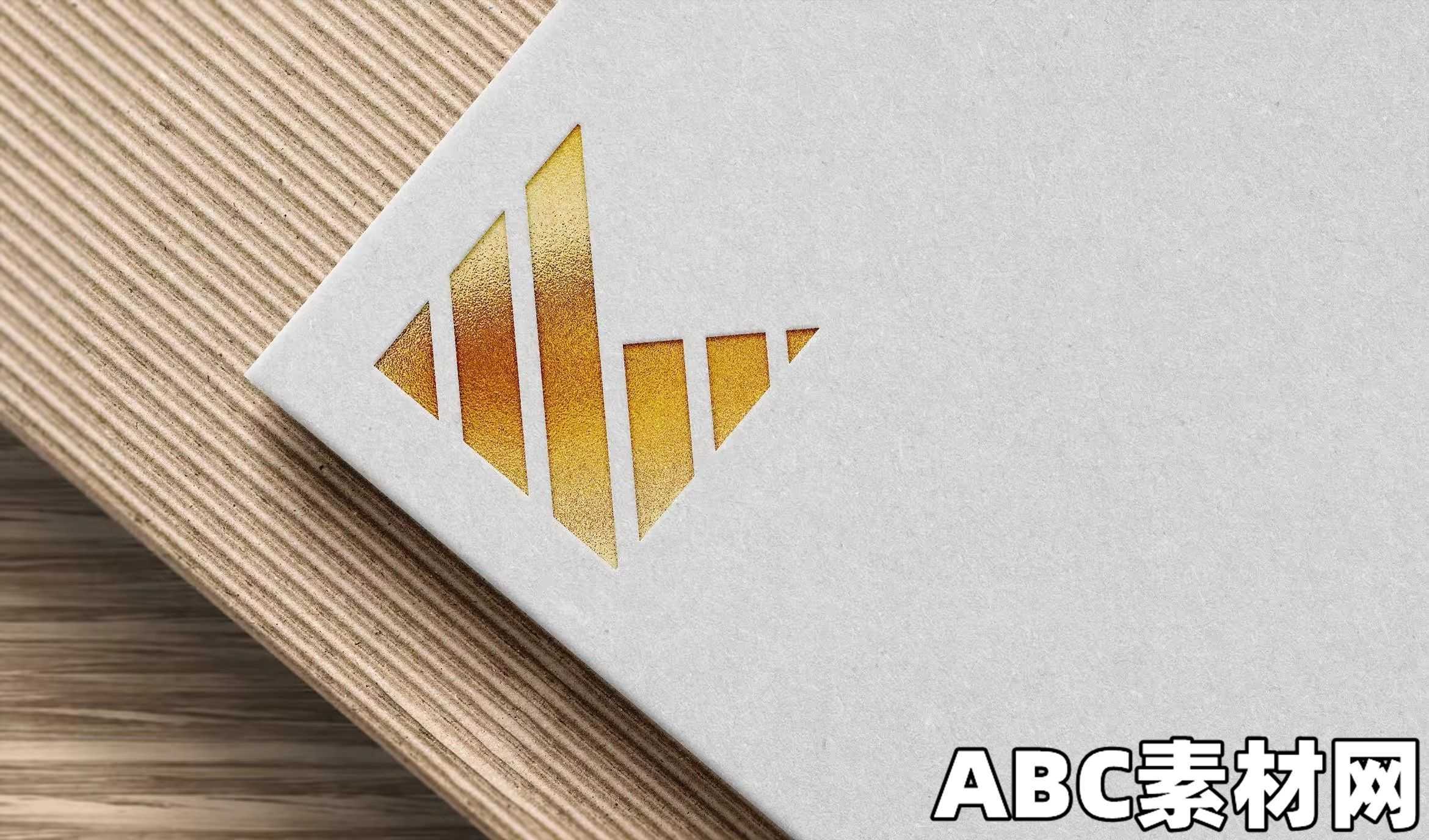 压花金色纸质Logo标志展示样机Debossed Gold Paper Logo Mockup|ABC素材资源网